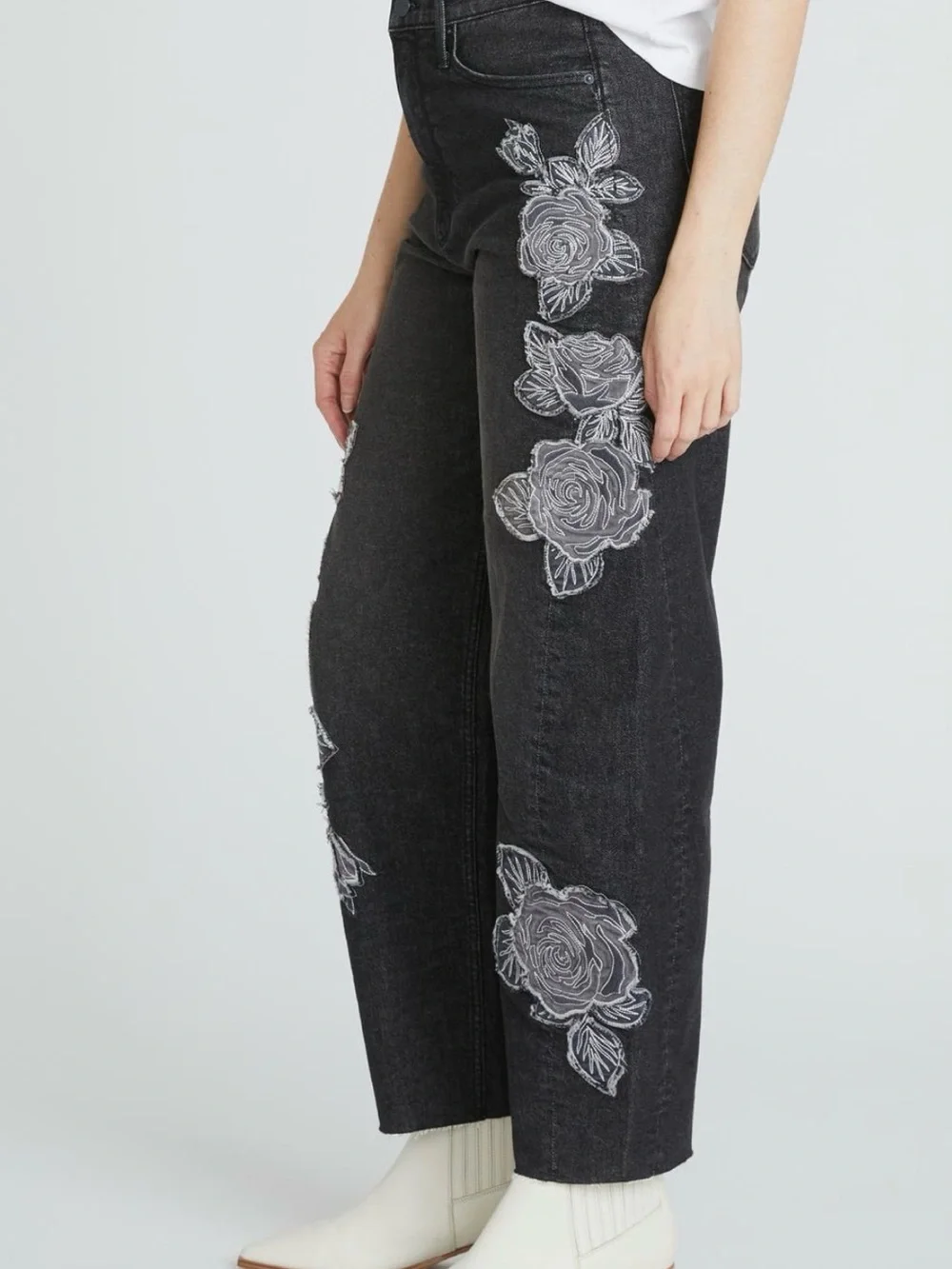DRIFTWOOD | Jeans | Driftwood Black Barrel Jeans With Gray Floral ...